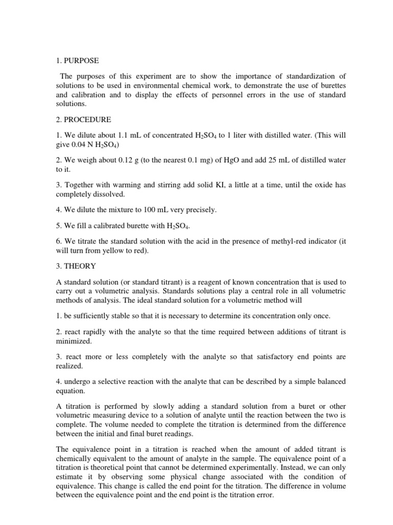 Enve 208 Experiment-1 | PDF | Titration | Chemistry