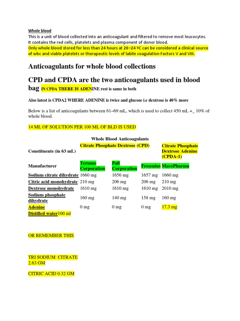 A Comprehensive Overview of Whole Blood Collection, Components, Testing ...