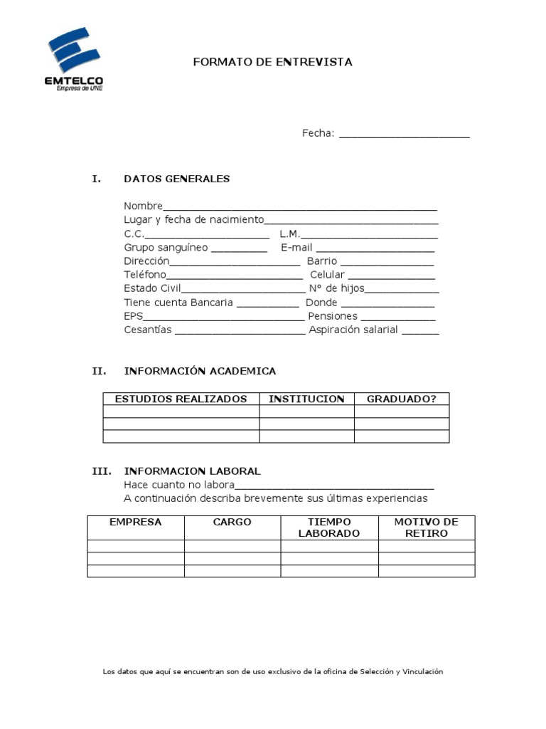 Formato de Entrevista | PDF
