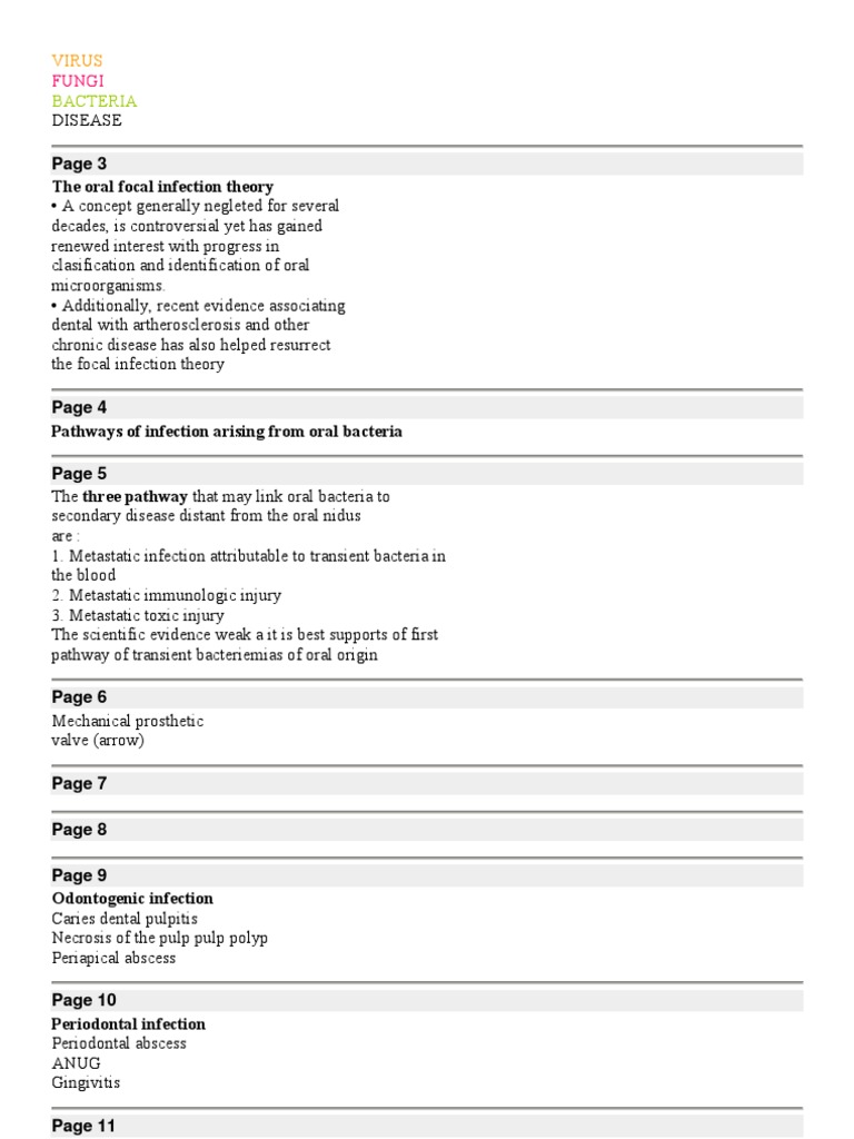The Oral Focal Infection Theory: Bacteria | PDF