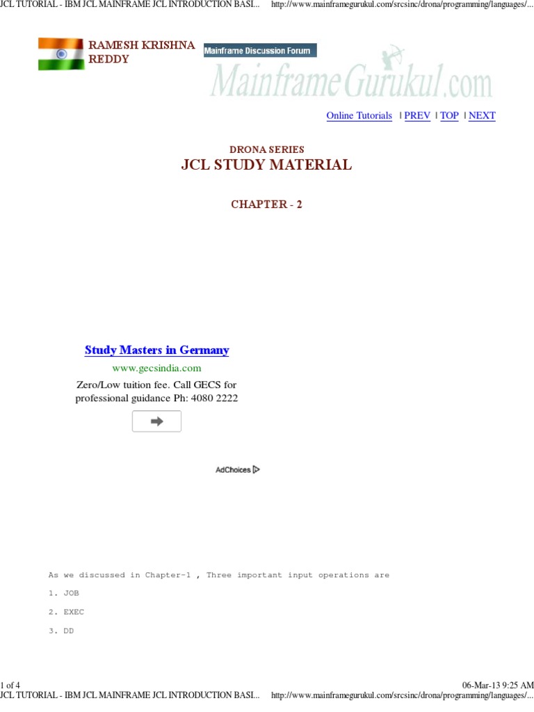 Jcl Tutorial Ibm Jcl Mainframe Jcl Introduction Basics Exaples Jcl Class Prty Msgclass