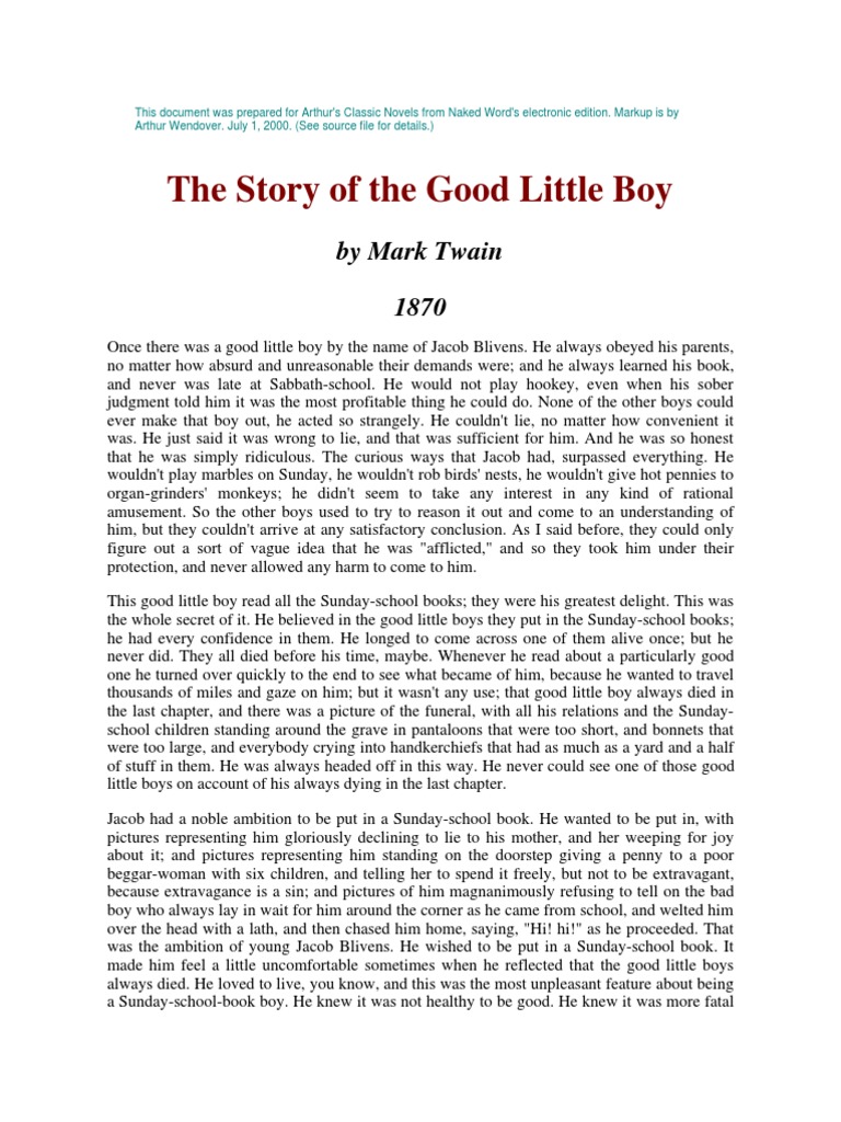 Mark Twain - The Story of The Good Little Boy | PDF