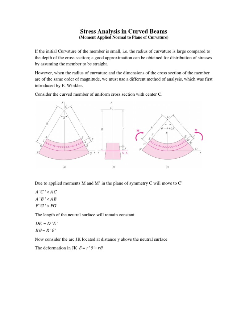 Curved Beam Stress Analysis Techniques | PDF | Curvature | Materials ...