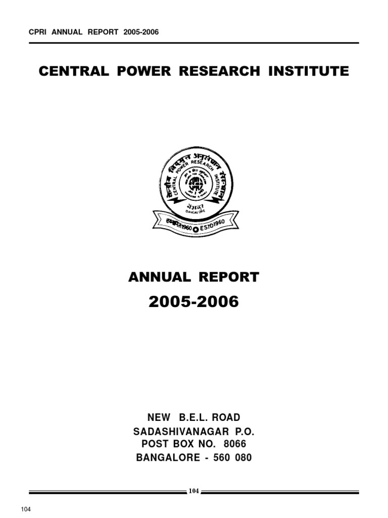 CPRI Report | PDF | Electric Power System | Transformer