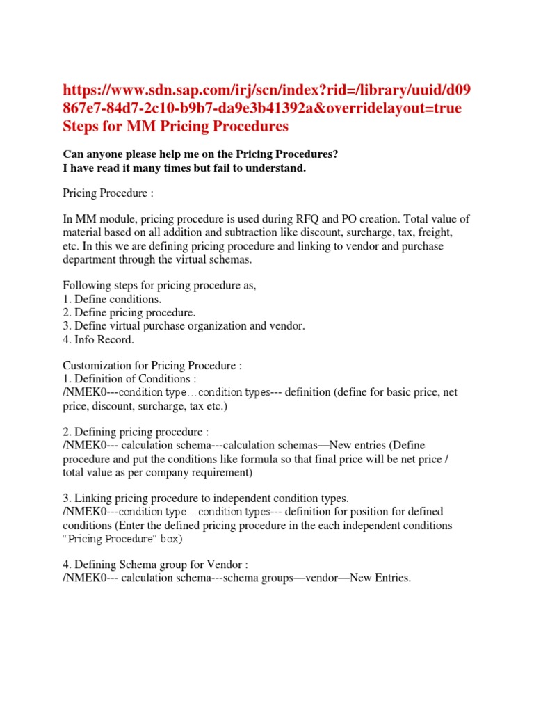 Steps For MM Pricing Procedures | PDF | Pricing | Conceptual Model Steps For MM Pricing Procedures | PDF | Pricing | Conceptual Model