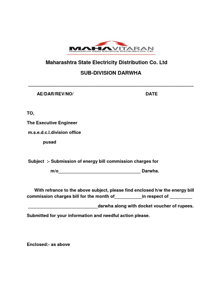 Maharashtra State Electricity Distribution Co. LTD Sub-Division Darwha ...