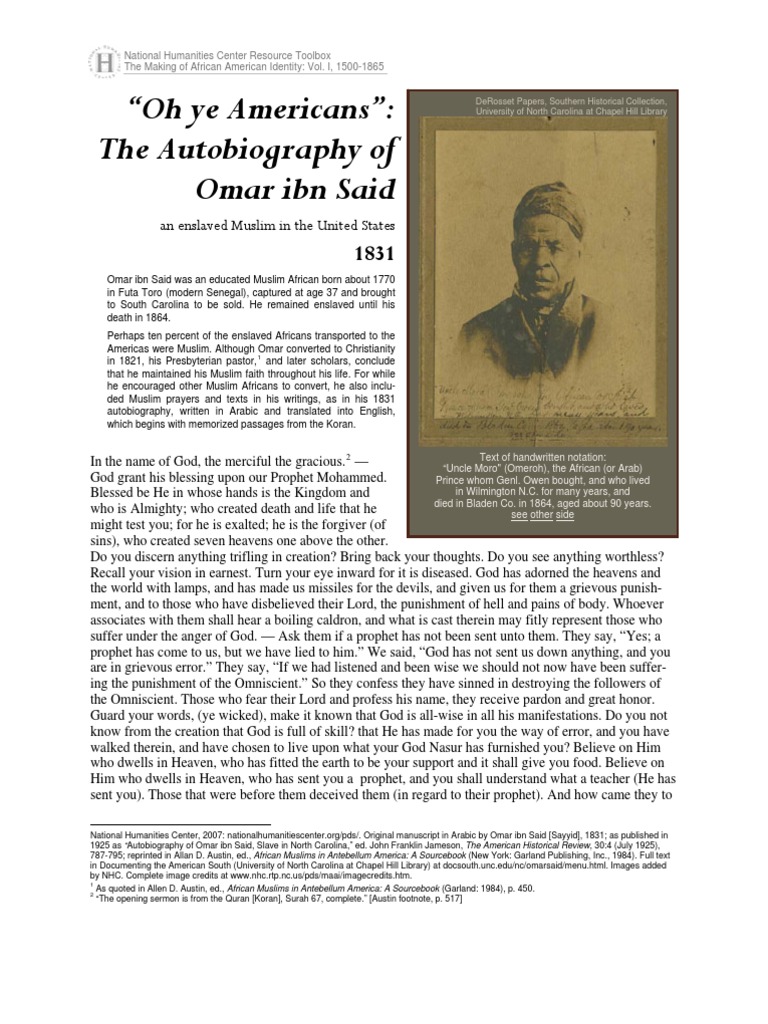 Religion Omar Ibn Said | PDF