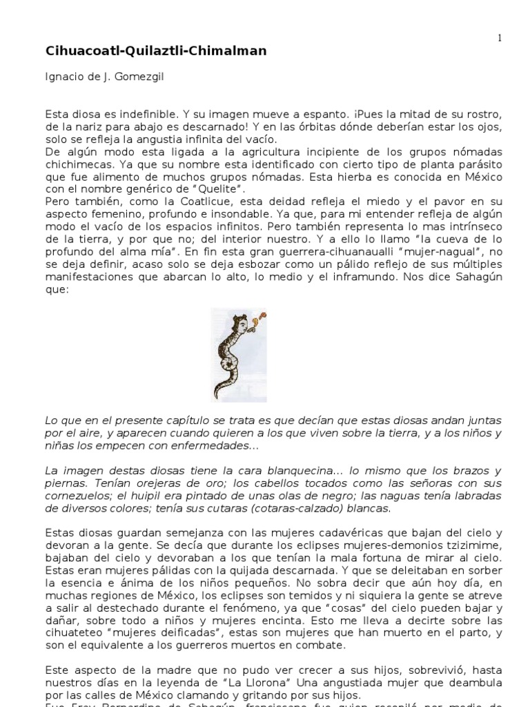 Cihuacoatl Quilaztli Chimalma Def | PDF | azteca | Religión y creencia