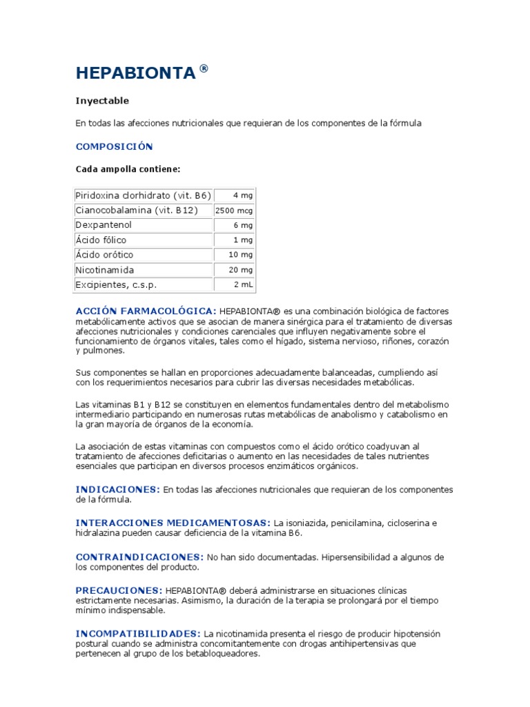 HEPABIONTA | PDF | Vitamina B12 | Metabolismo