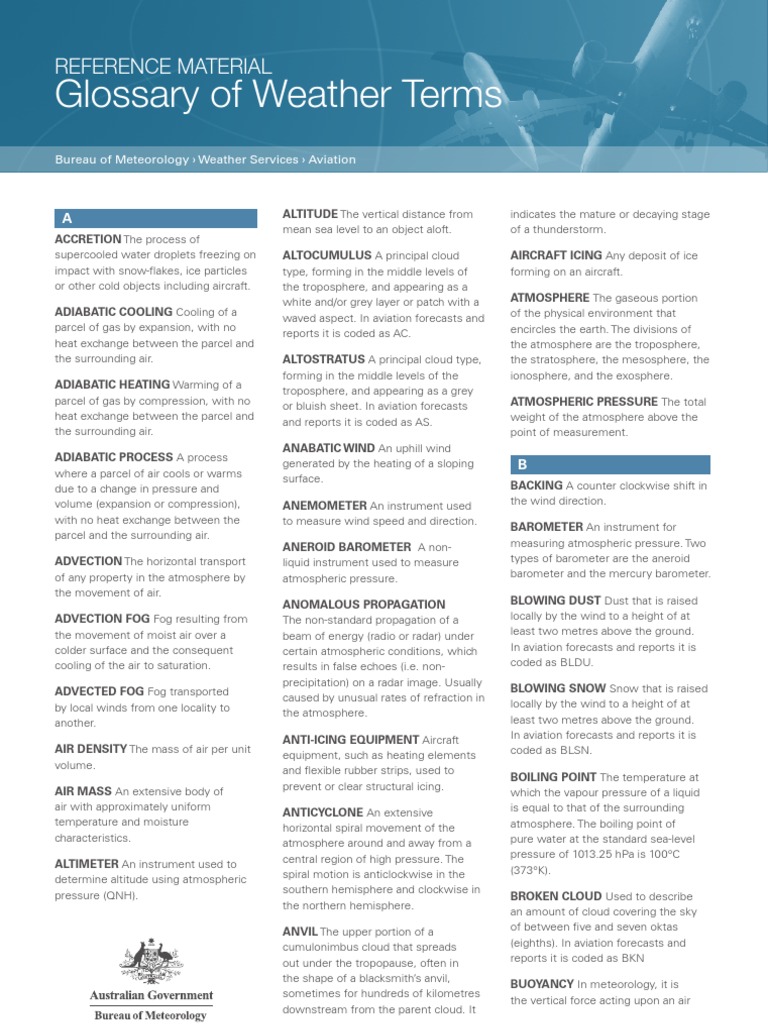 Glossary of Weather Terms: Reference Material | PDF | Cloud ...