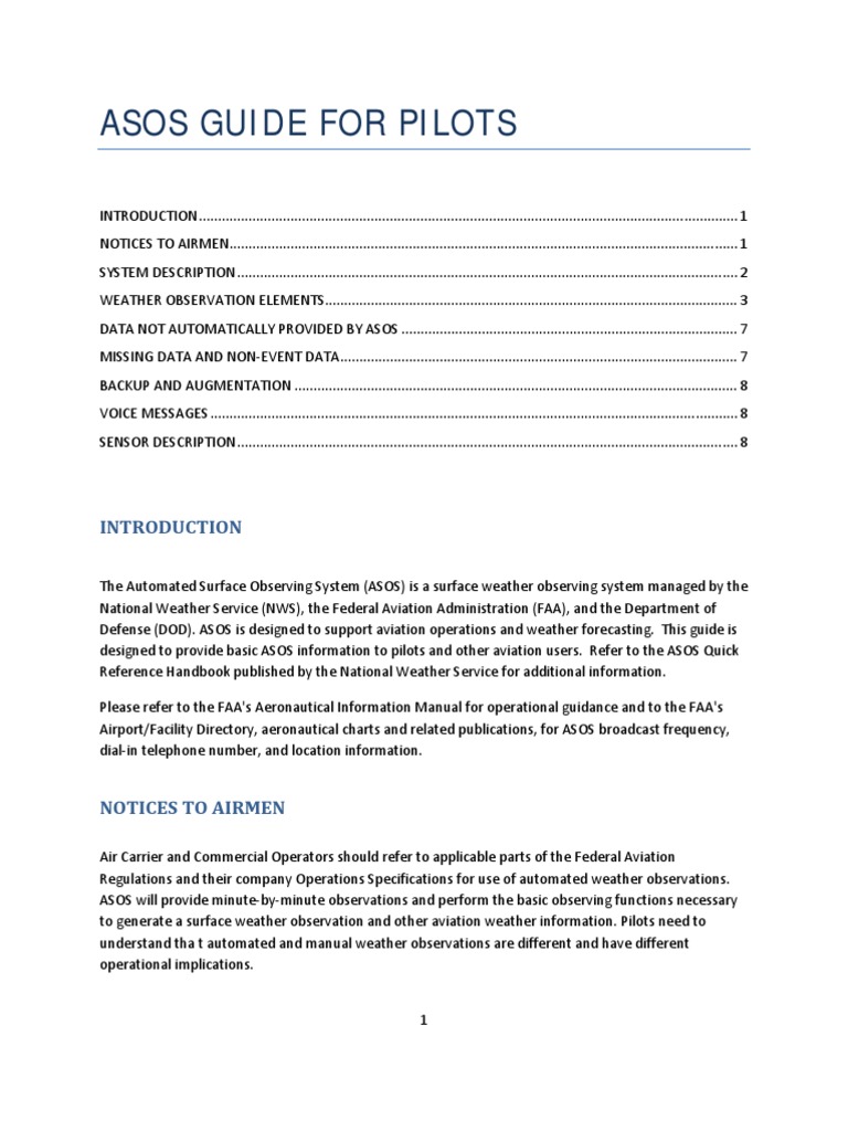 Asos Guide For Pilots | PDF | National Weather Service | Precipitation