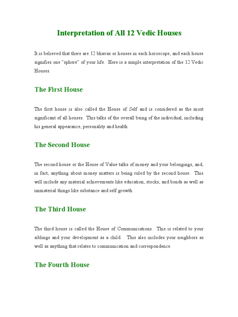 Interpretation of All 12 Vedic Houses: The First House | PDF ...