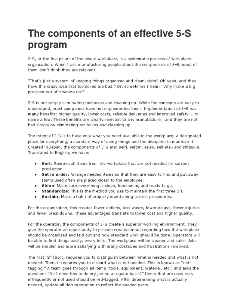 The Components of An Effective 5s | PDF | Business | Labour