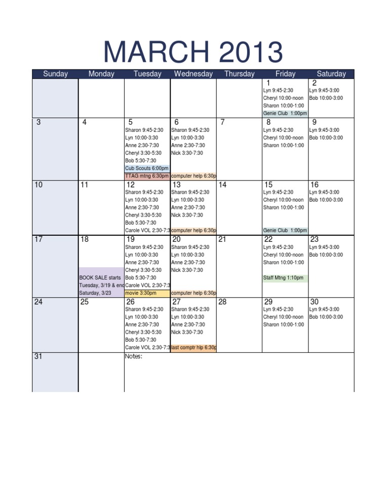 2013 March Monthly BPL Work Schedule | PDF