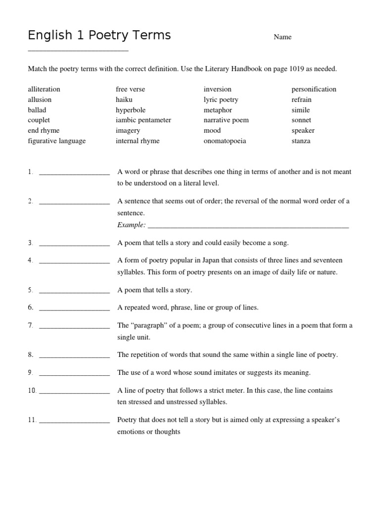 Poetry Terms | PDF | Poetic Form | Poetry