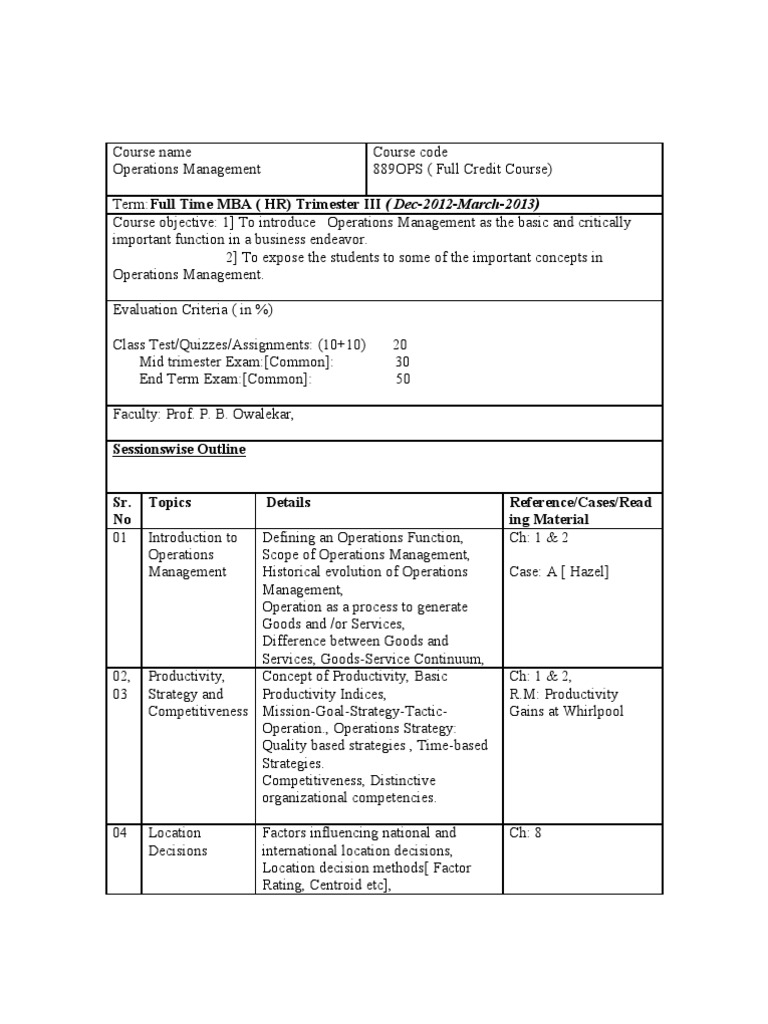 Operations Management | PDF | Operations Management | Lean Manufacturing