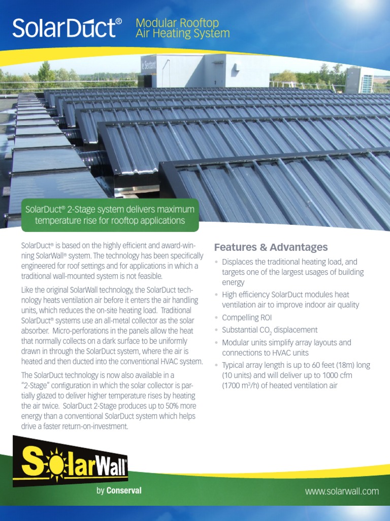Modular Rooftop Air Heating System: Solarduct 2-Stage System Delivers ...