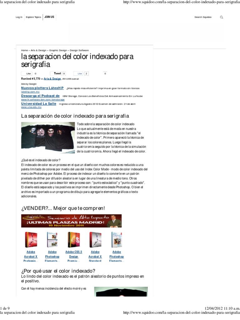 La Separacion Del Color Indexado para Serigrafia | PDF | Adobe Systems ...