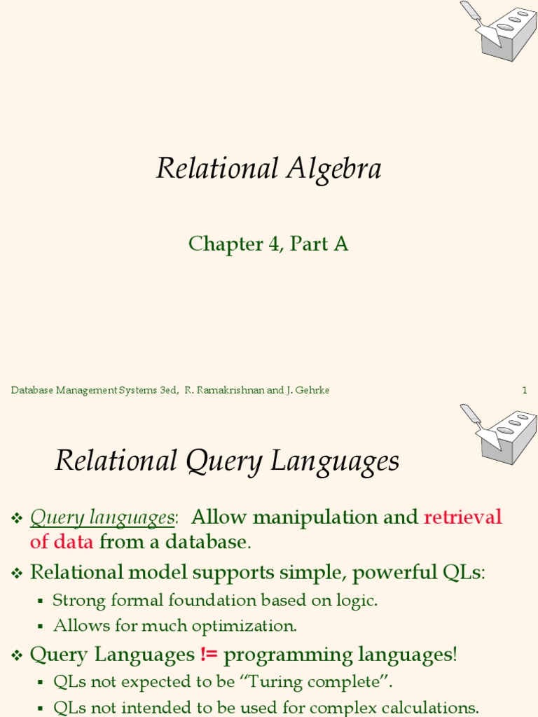 Relational Algebra: Chapter 4, Part A | PDF | Relational Model | Sql