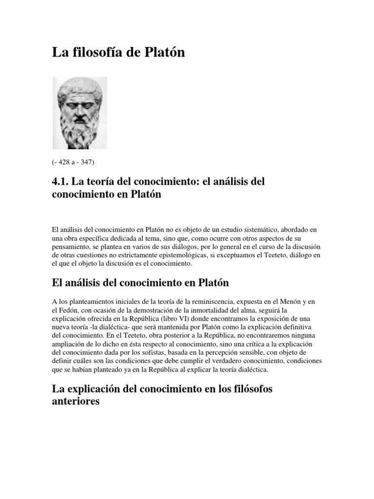 TEORIA DEL CONOCIMIENTO SEGUN PLATON.docx | Platón | Conocimiento