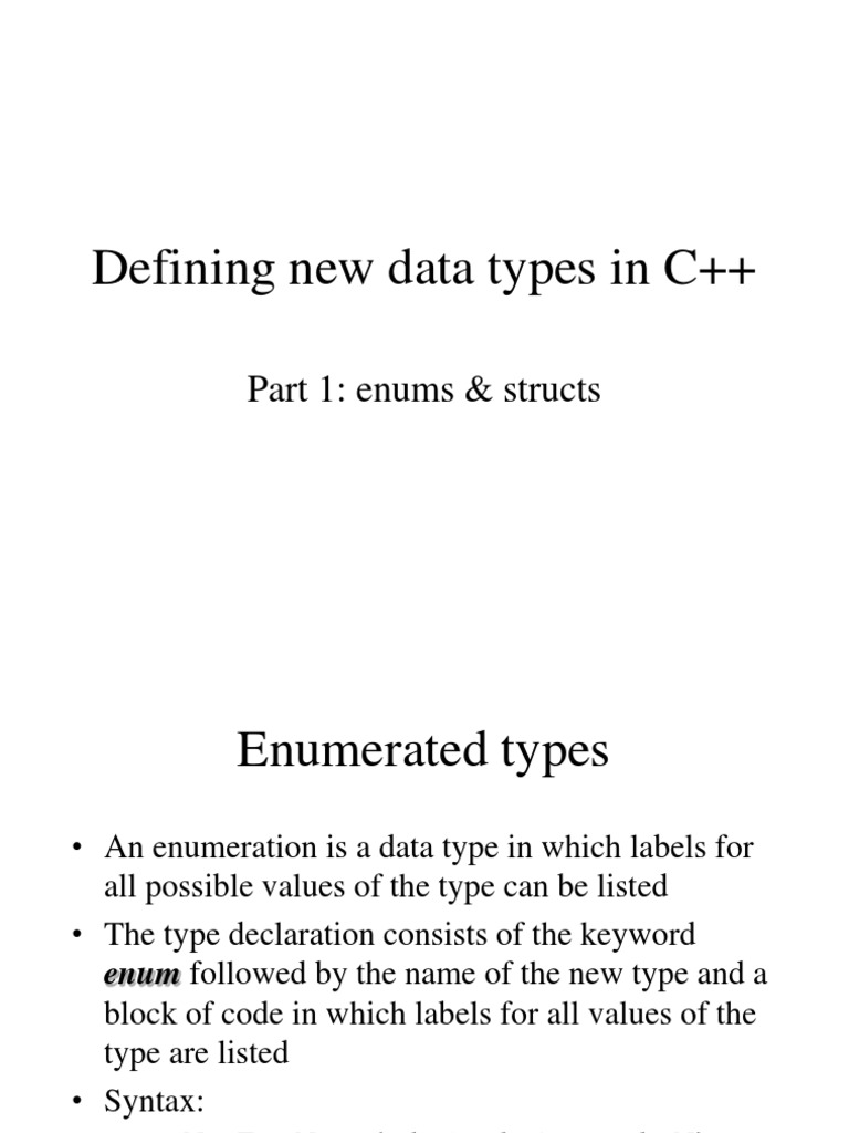 Defining New Data Types In C Pdf Parameter Computer Programming Data Type
