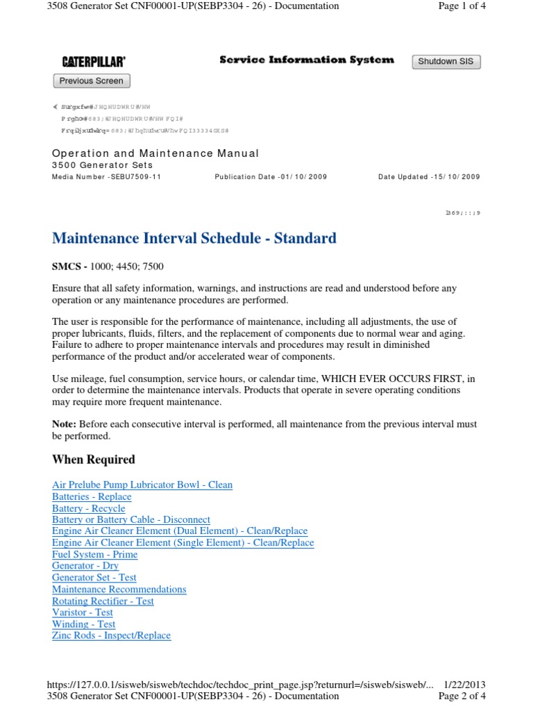Maintenance Interval Schedule - Standard: Operation and Maintenance ...