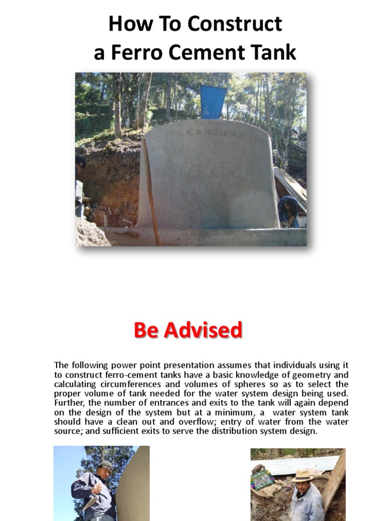 Ferro Cement Tank Construction Guide | PDF | Galvanization | Pipe ...