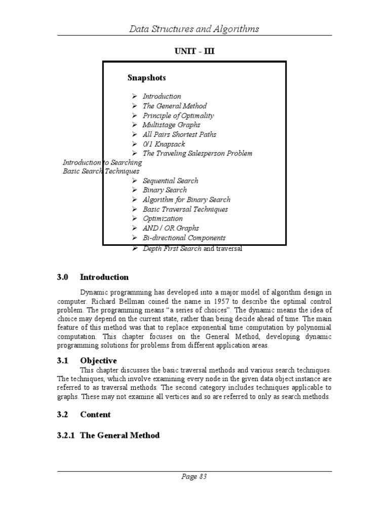 Data Structures And Algorithms Unit Iii Snapshots Pdf Database Index Dynamic Programming 2219