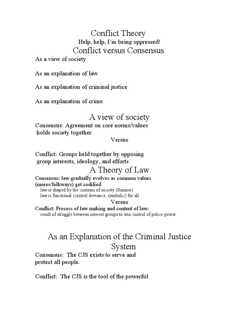 Conflict Theory Conflict Versus Consensus | PDF | Capitalism | Marxism