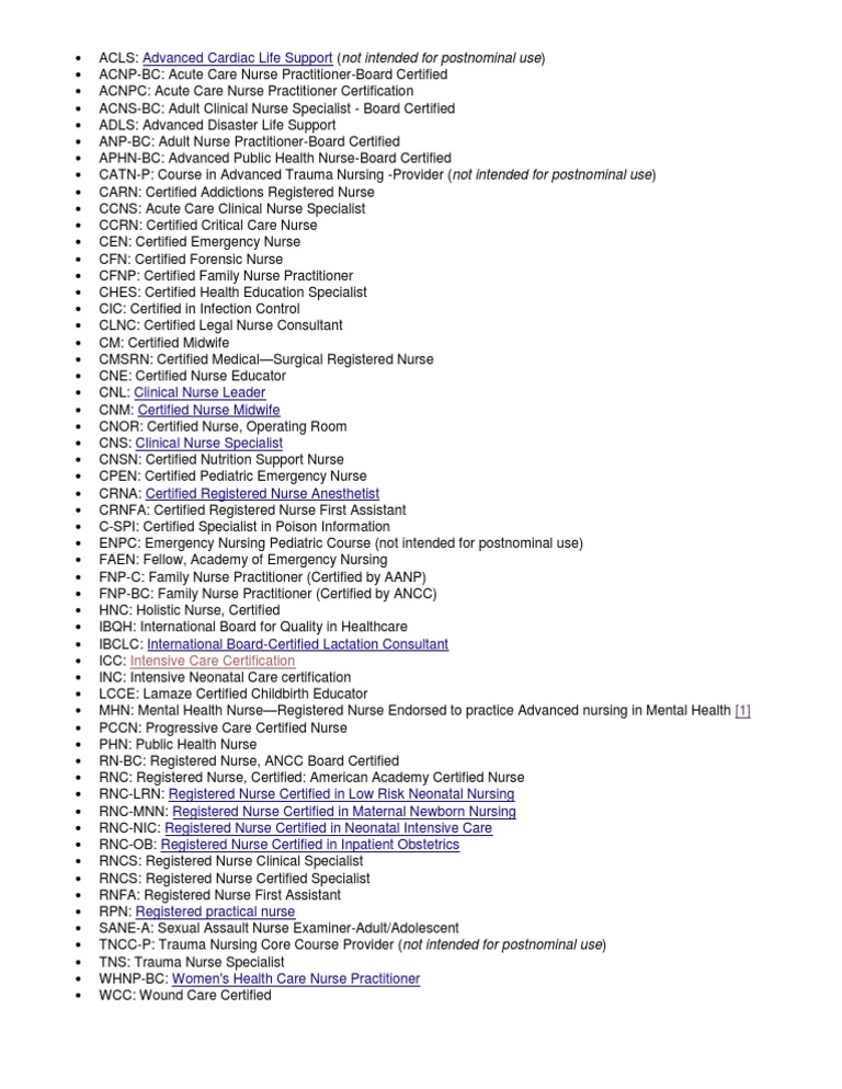 Nurse Certifications | PDF | Nursing | Intensive Care Medicine