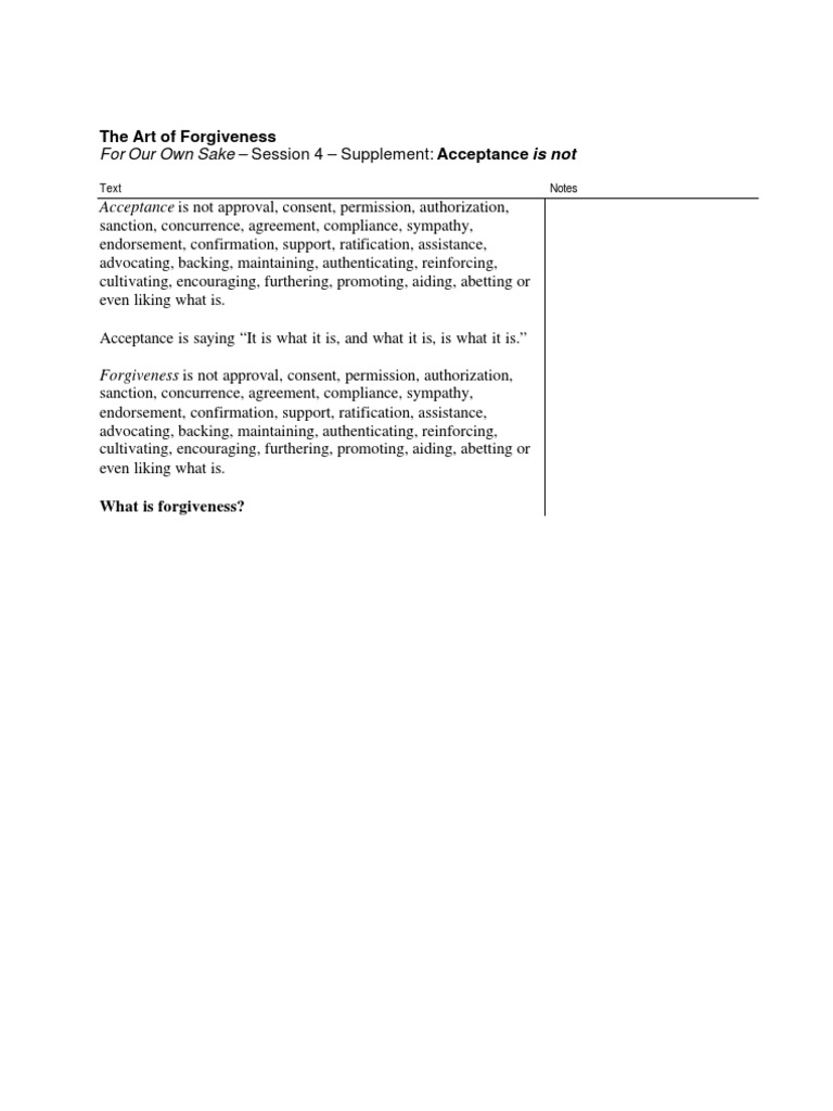 Understanding Forgiveness and Acceptance | PDF