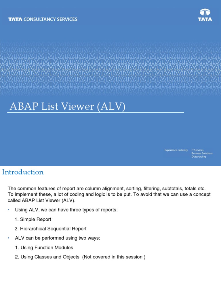 ABAP List Viewer (ALV) | PDF | Software Engineering | Software