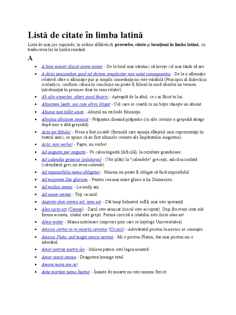 Listă de Citate În Limba Latină | PDF