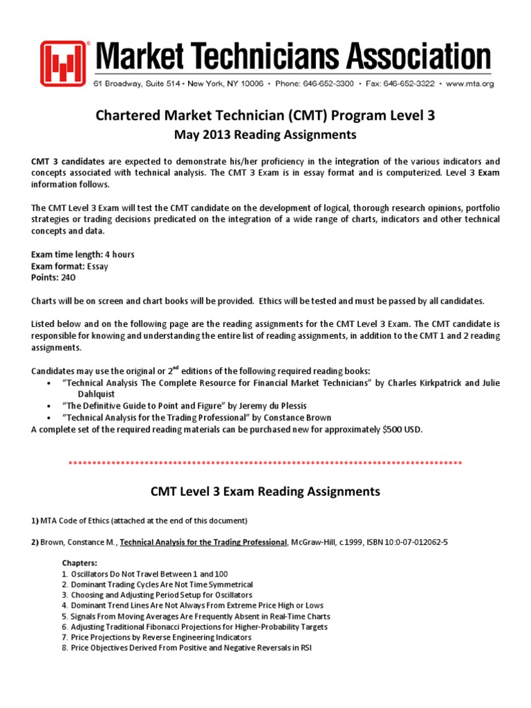 Chartered Market Technician (CMT) Program Level 3: May 2013 Reading ...