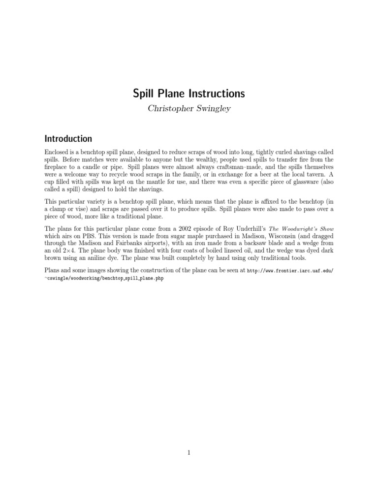 Spill Plane Directions | PDF | Knife | Tools