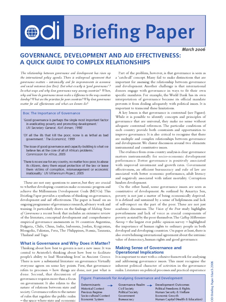 Briefing Paper: Governance, Development and Aid Effectiveness: A Quick ...