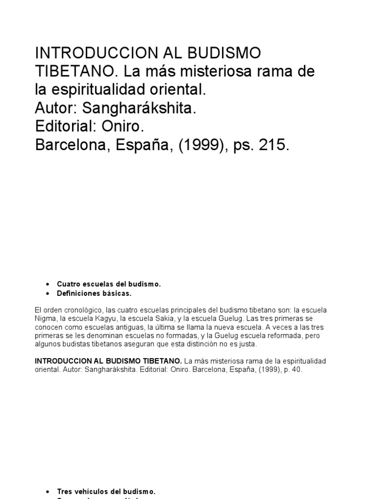 Intoducción Al Budismo Tibetano | PDF | Budismo tibetano | Vajrayana