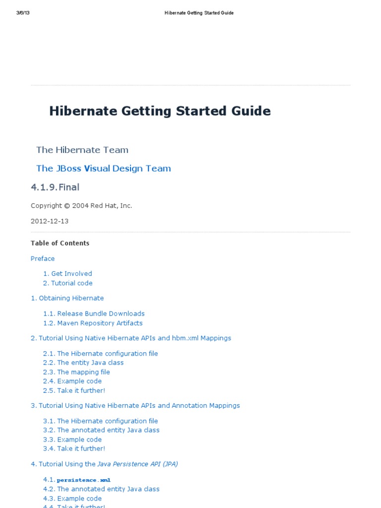 Hibernate Getting Started Guide | Download Free PDF | Relational Database | Sql