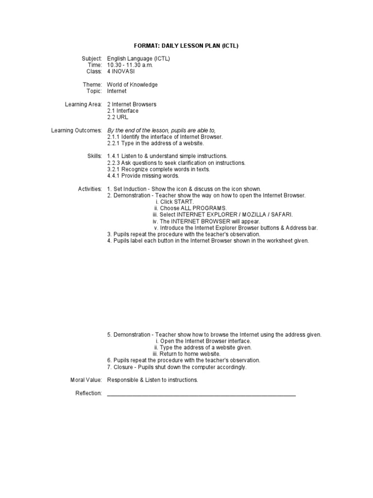 Format - Lesson Plan | PDF | Web Browser | Lesson Plan
