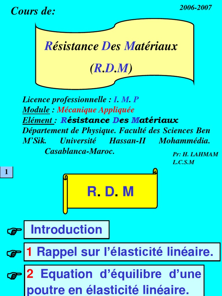 222222cours de RDM | PDF | Résistance des matériaux | Élasticité (Physique)