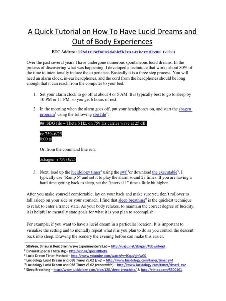 A Quick Tutorial On How To Have Lucid Dreams Pdf Sleep Dream