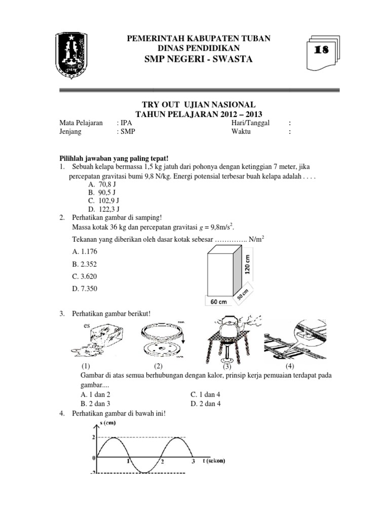 Soal Pengawas Tryout Ujian Nasional IPA SMP Tipe 18 | PDF