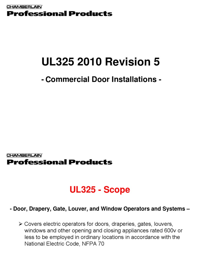 UL325 Presentation Rev5 PDF | PDF | Door | Manufactured Goods