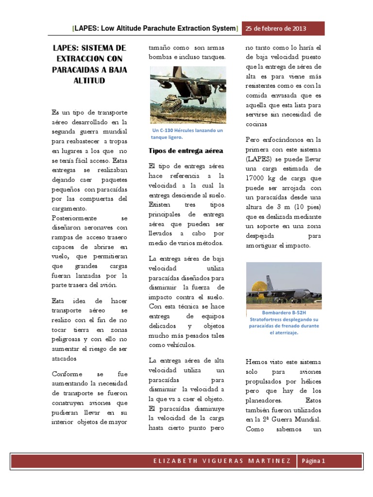 Sistema LAPES: Extracción Aérea Eficiente | PDF | Vehículos | Aviación