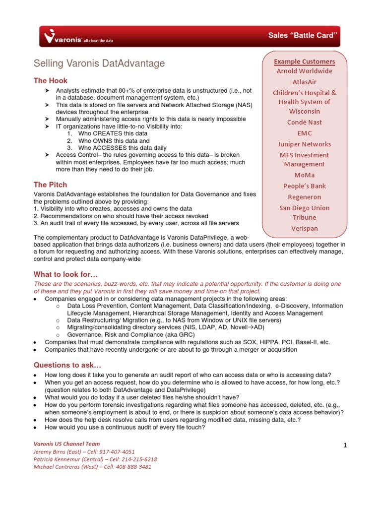 Varonis Battle Card | PDF | Computer File | Risk Management