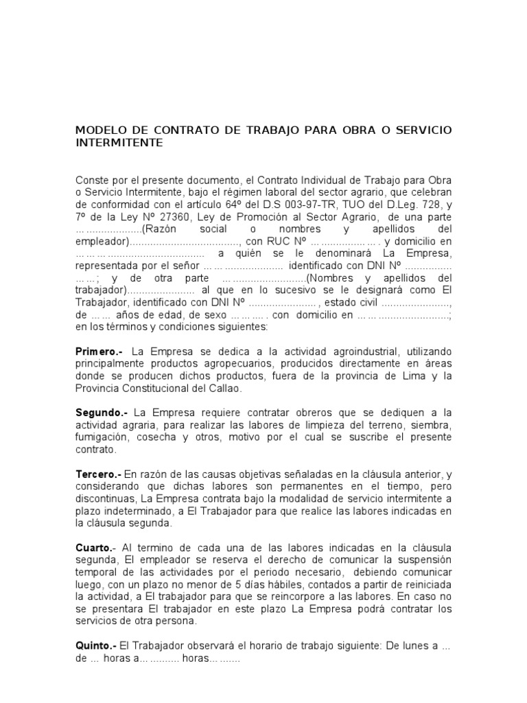 Contrato Intermitente | PDF | Derecho laboral | Gobierno