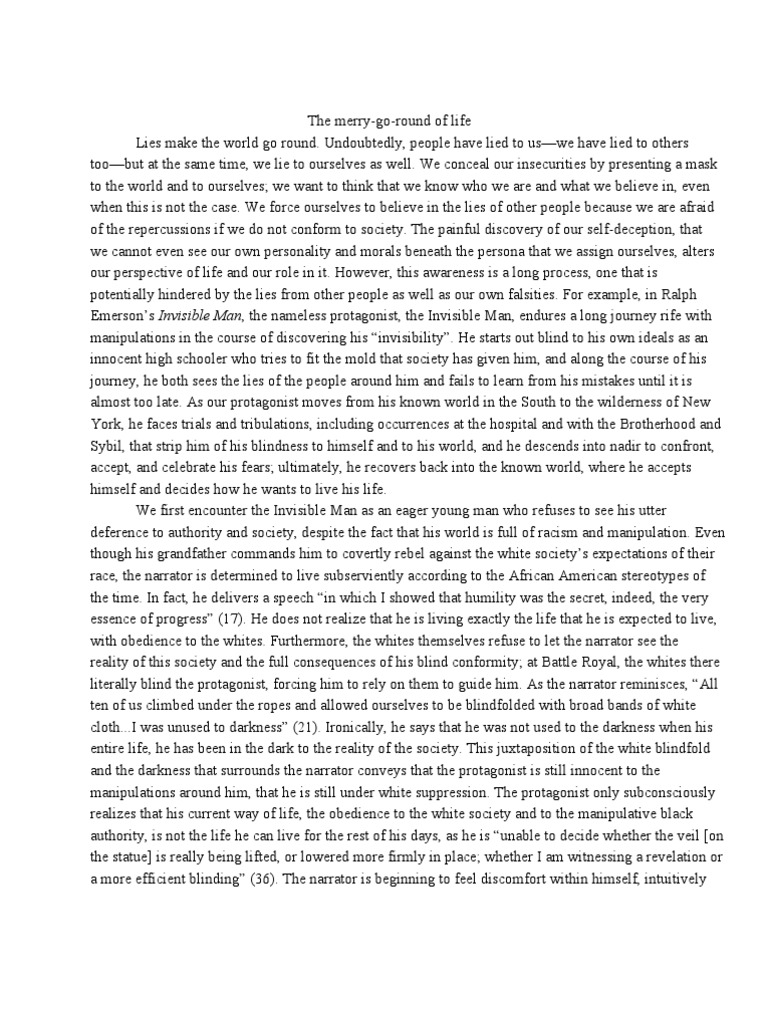 Invisible Man Essay | PDF | Narration | Religion And Belief