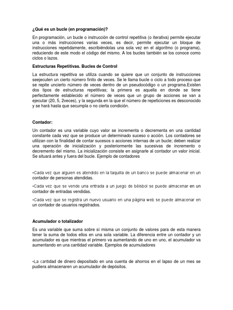 Conceptos Clave de Bucles en Programación | PDF | Programa de ...