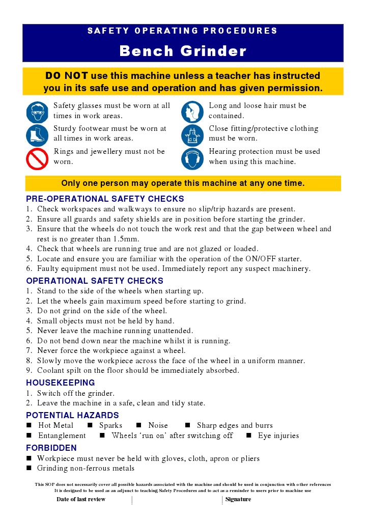 Bench Grinder Safety Operating Procedures | PDF | Business