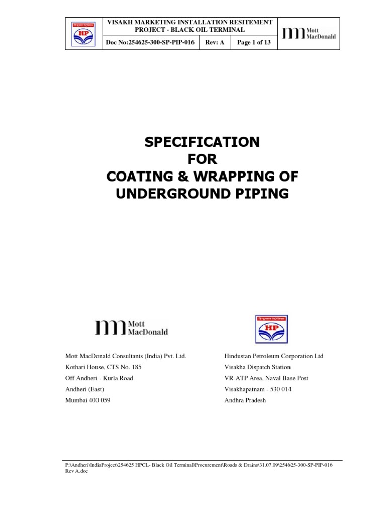 Specification Coating and Wrapping | PDF